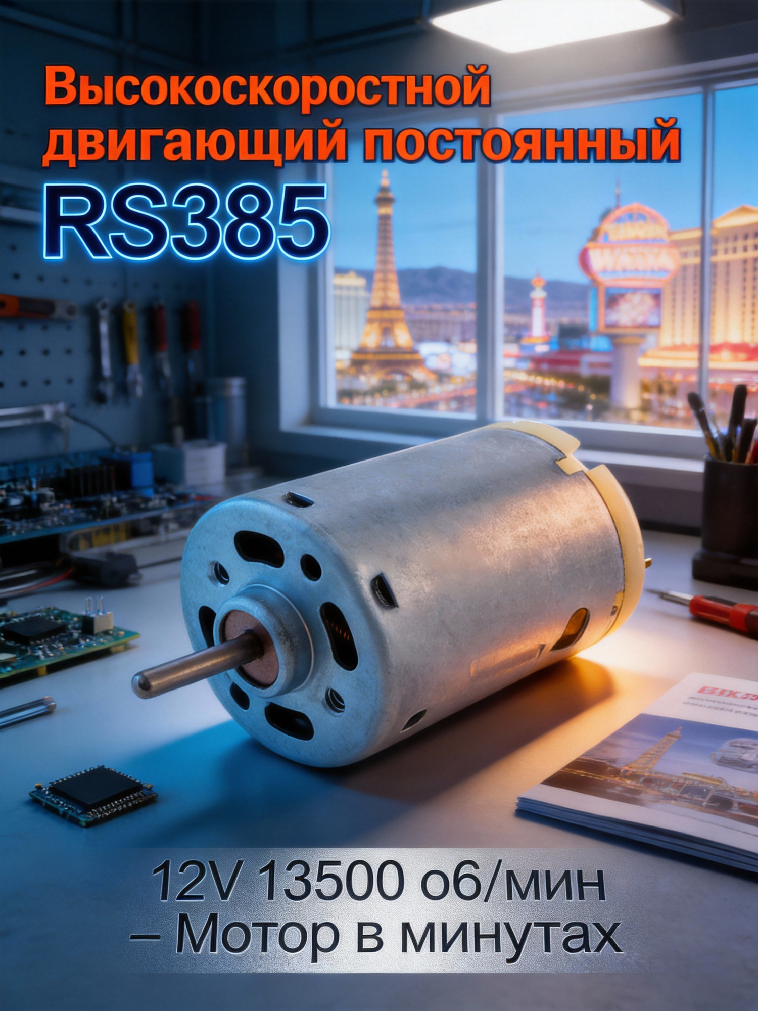 RS385 двигатель постоянного тока 12 В, 13500 об/мин для детских электромобилей, фенов и электрических инструментов