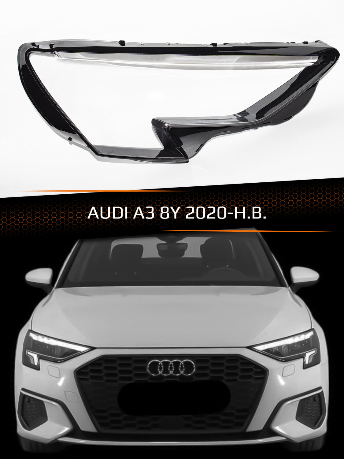 Стекло фары AUDI A3 8Y (2020-н. в.) дорестайлинг (правое)
