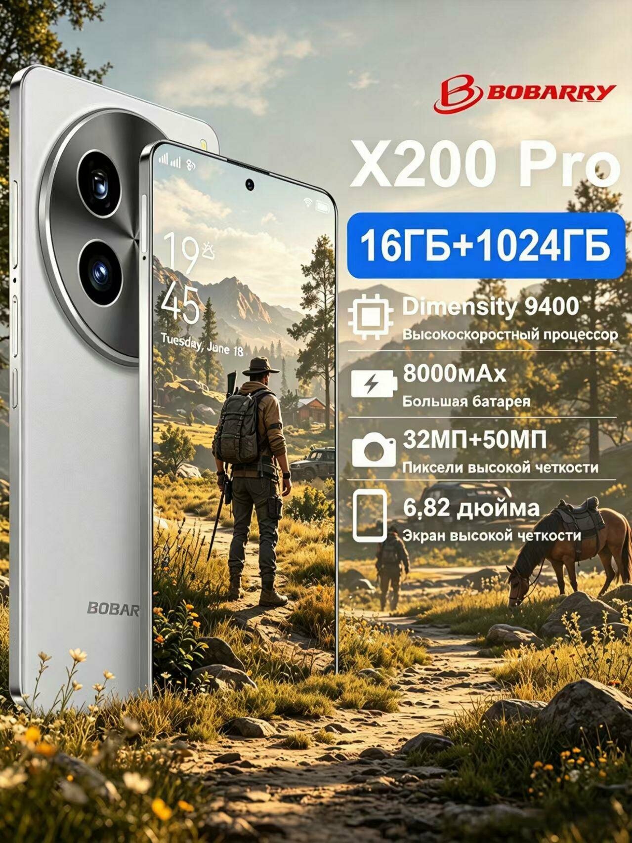 Смартфон, чёрный, 16ГБ/1ТБ, 4 камеры, Android 14, экран 6.82", 3120x1440, серый