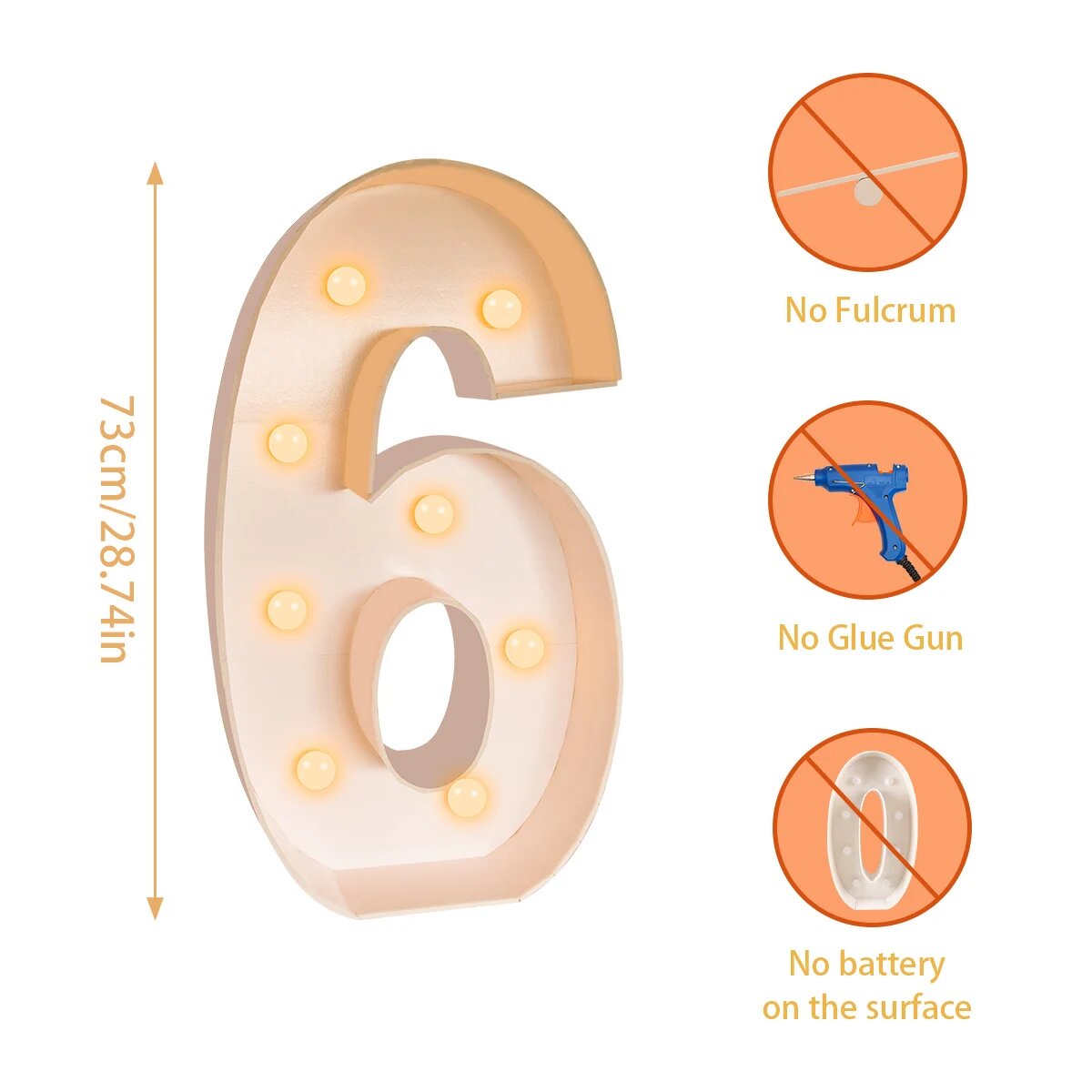 Светящаяся цифра 6 Joy-enlife 73 см, Color: Number6