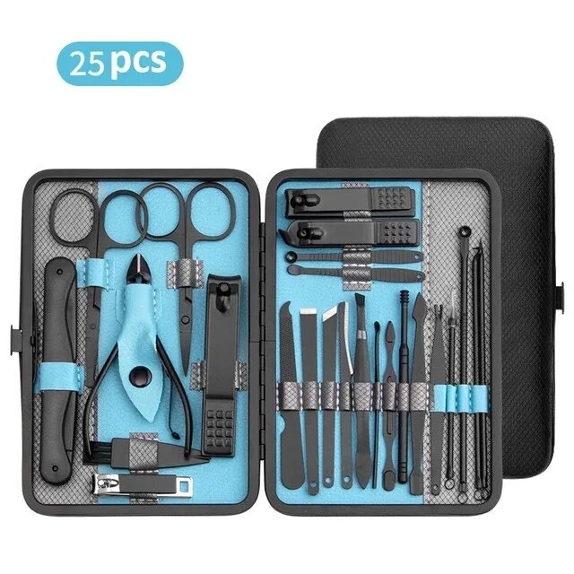 Набор для маникюра и педикюра OLOEY, Blue, 25 pcs