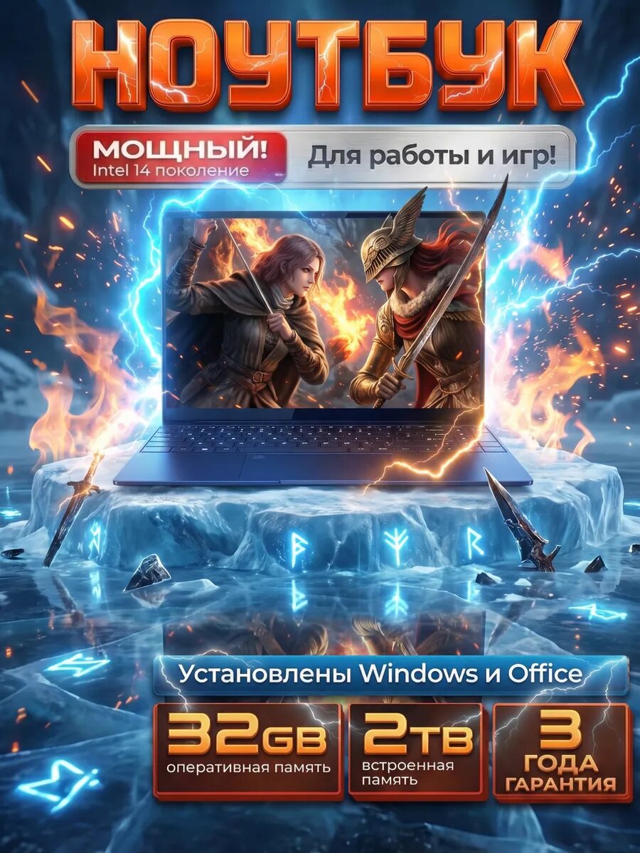 Ноутбук Intel Core i7-14700HX, 32GB RAM, 2048GB SSD, 2026 + Windows, Office