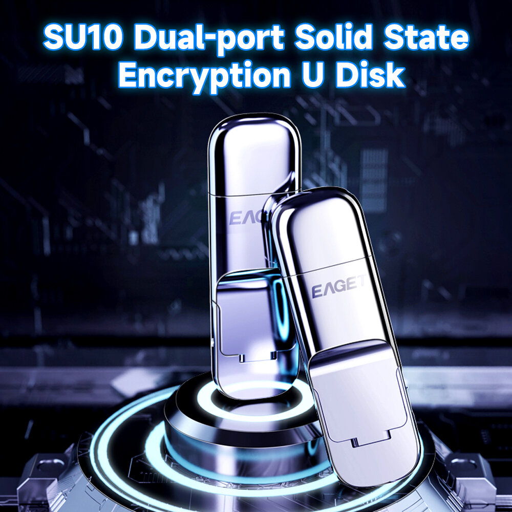 EAGET SU10 128GB USB3.0 TypeC Двухпортовый SSD Шифрованный Uдиск с Однокнопочным Резервным Копирован