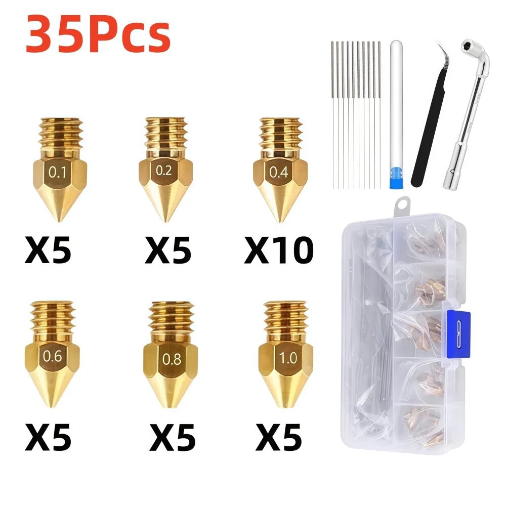 Creality Ender 3 Латунные форсунки 0.4 мм 25 шт