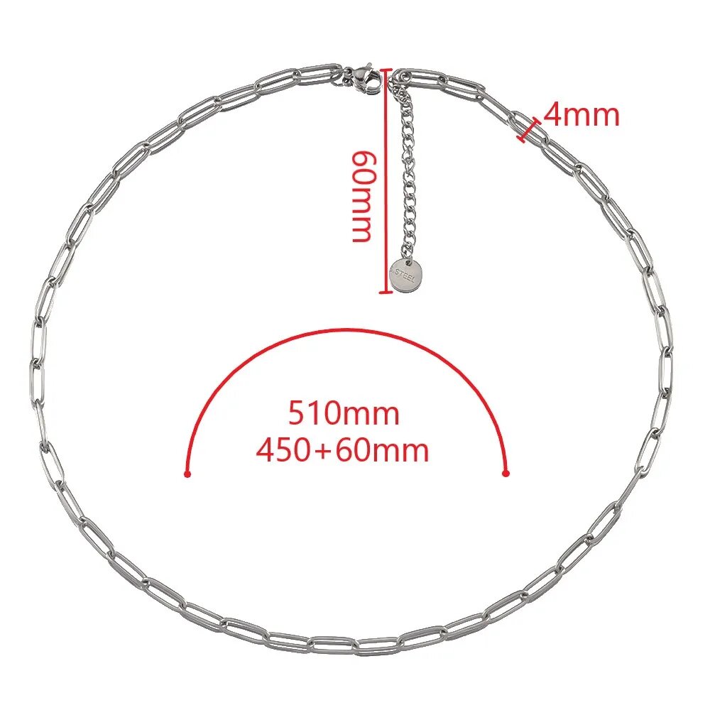 Ожерелье цепочка 51см, ширина 4мм, цвет 2 45 plus 6cm