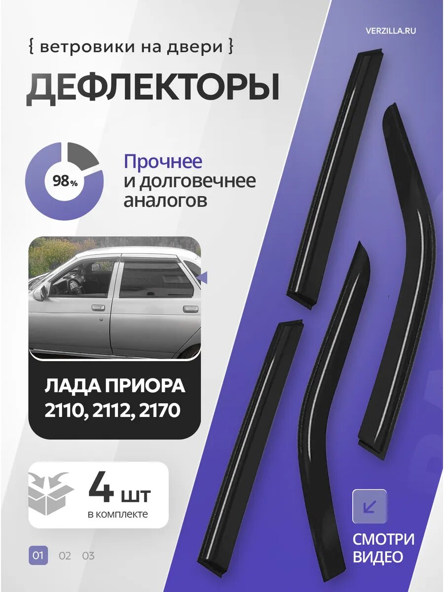 Дефлекторы ВАЗ Приора, 2110, 2112, ветровики на двери