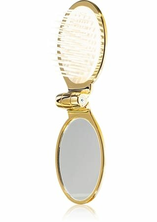 Расческа Janeke Gold Line Golden Folding Hair-Brush with Mirror, золотой, 9,5 x 5,5 x 3,5 см