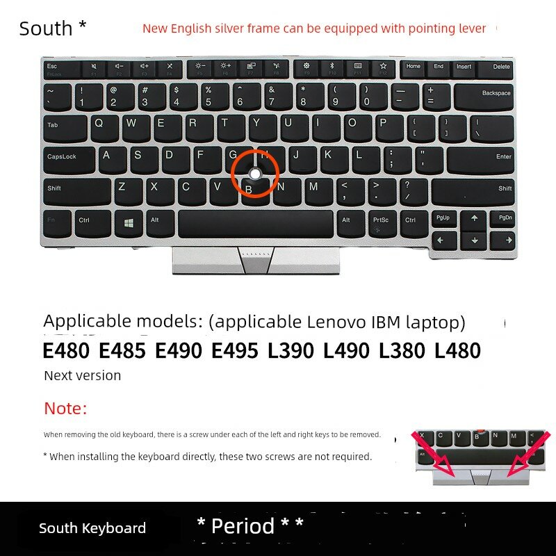 Клавиатура для ноутбуков Nanyuan T470, T480, A485, A475 подходит для Thinkpad Lenovo IBM. T480S новый серебристый
