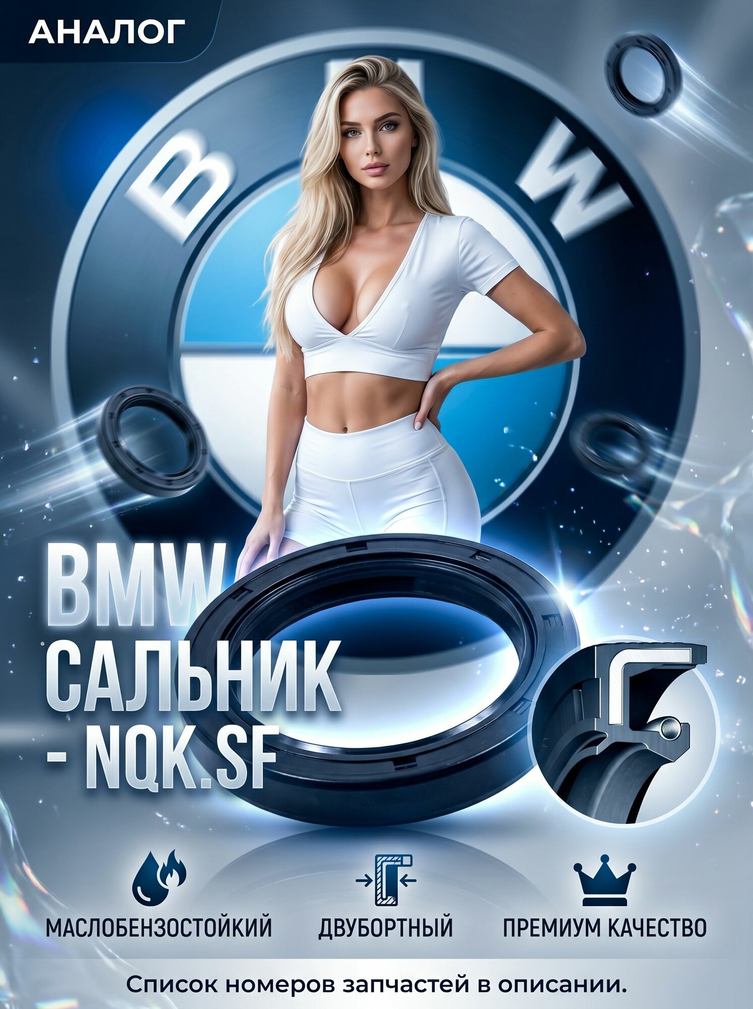 Сальник, фланец механической коробки передач 468.020 - NQK.SF на BMW 3 Comp