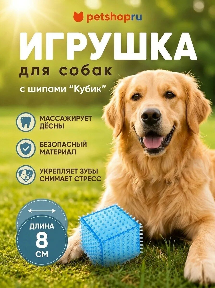 PETSHOP Игрушка для собак с шипами "Кубик", 8 см