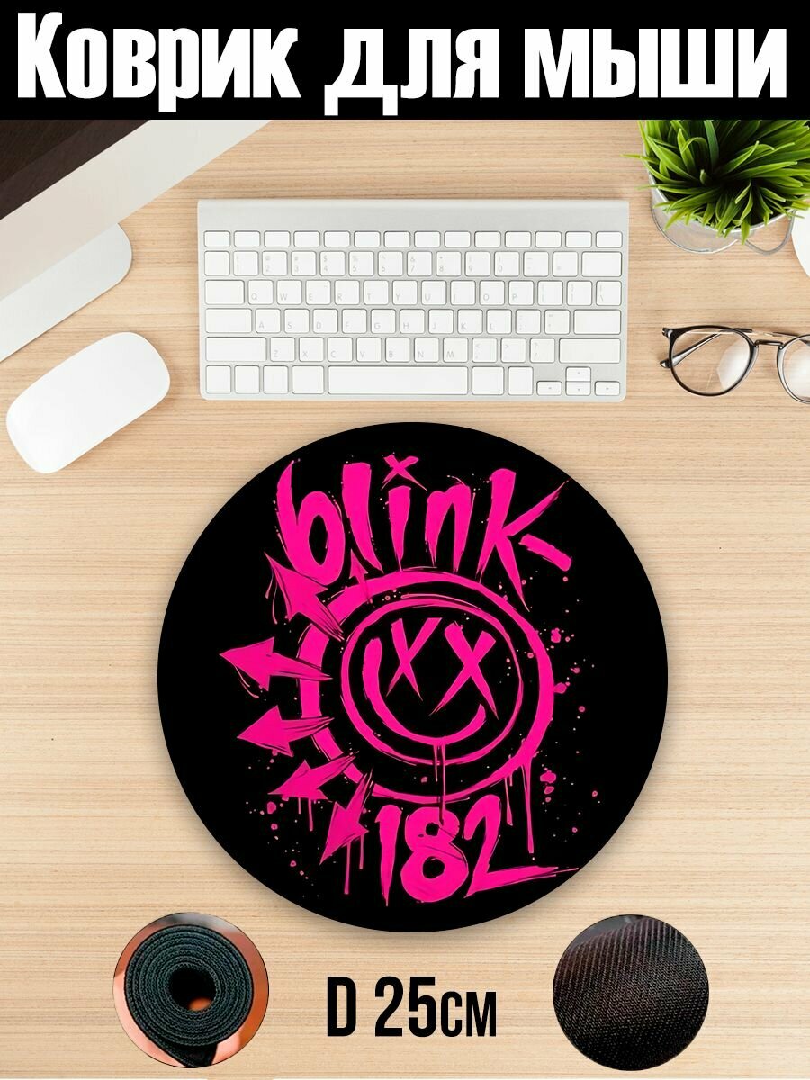 Коврик для мыши круглый 25 см с принтом Blink 182