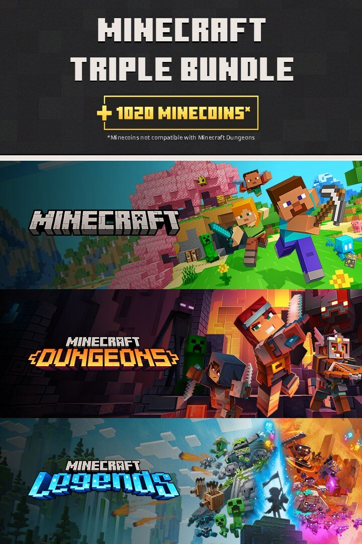 Minecraft Triple Bundle — ключ активации Xbox / Microsoft Store · Xbox One, Xbox Series X|S · цифровой ключ · любой регион