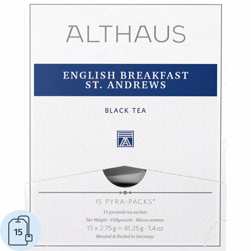 Чай пакетированный Althaus English Breakfast St. Andrews черный , 15x2.75г, 2361860
