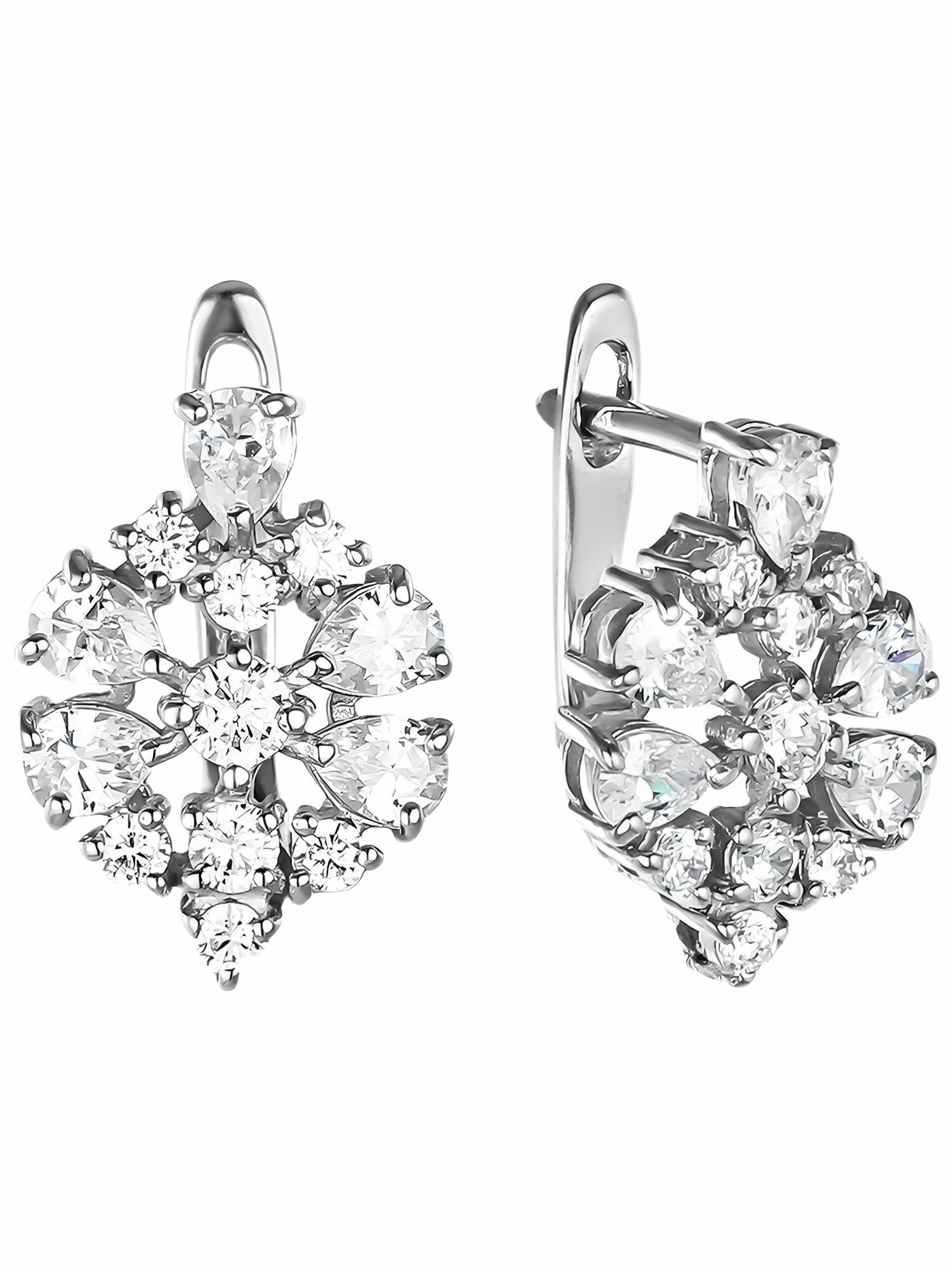 Серьги, серебро, 925 проба, родирование, фианит