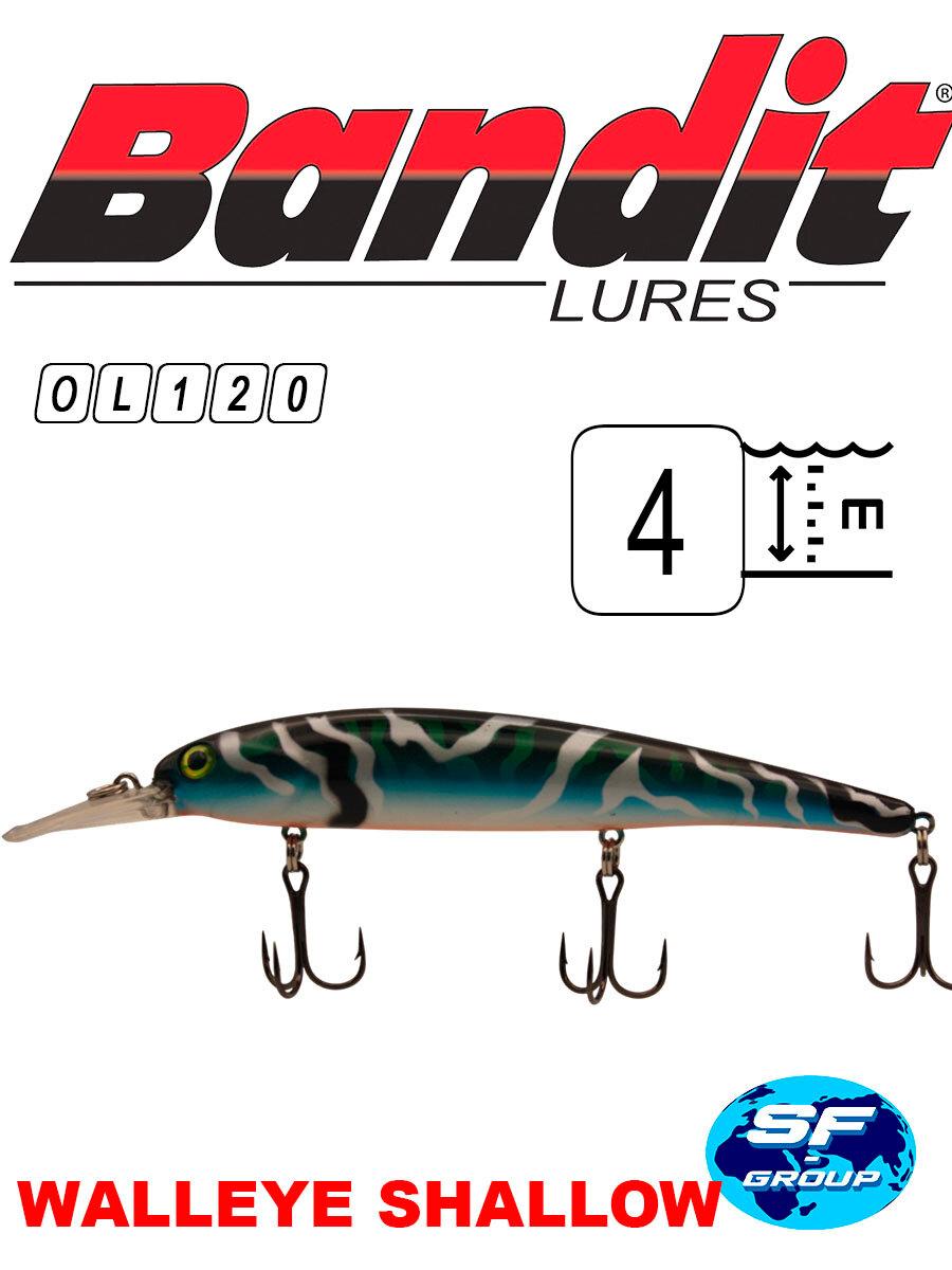 Воблер Bandit Walleye Shallow 12 см 17,5 гр заглубление 4м #OL120