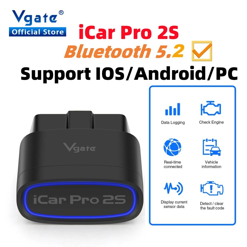 Новый Vgate iCar Pro 2S ELM327 Bluetooth 5.2 для Android/IOS/PC OBD2 Автомобильный диагностический инструмент elm 327 Модерни.