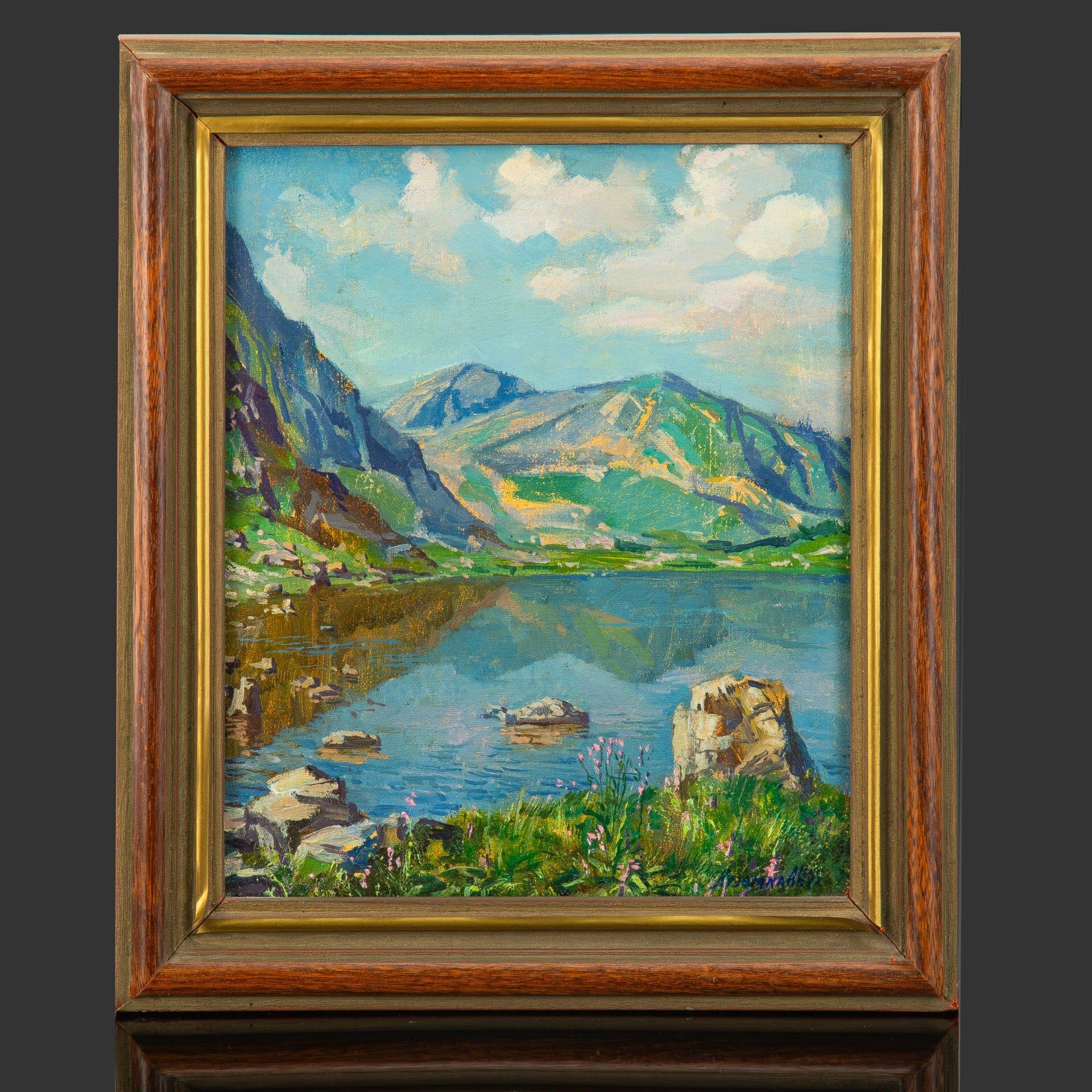 Картина "Горное озеро", художник А. Н. Кузёмка, член Союза художников России