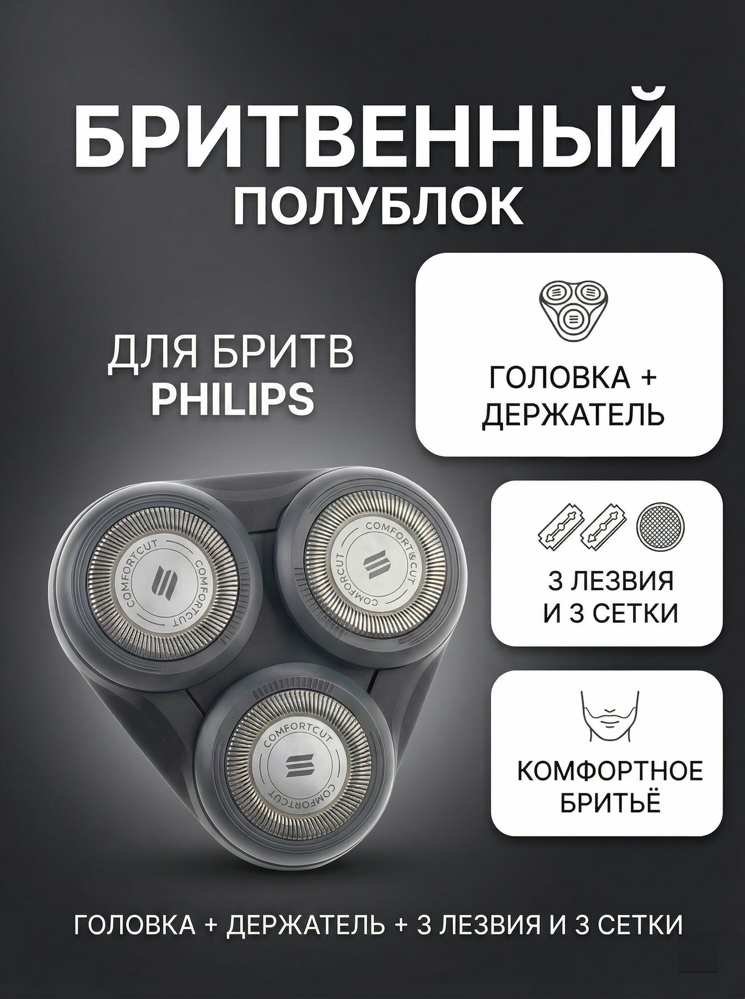 Бритвенный полублок JIK S5000 режущая головка XZ / SW для электробритвы S5570, S5560, S5380, S5370, S5230, S5210, S5130