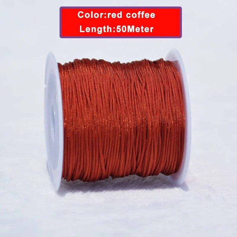 Нейлоновая нить для бисера Premium 50 м 0,8 мм Красный, red coffee