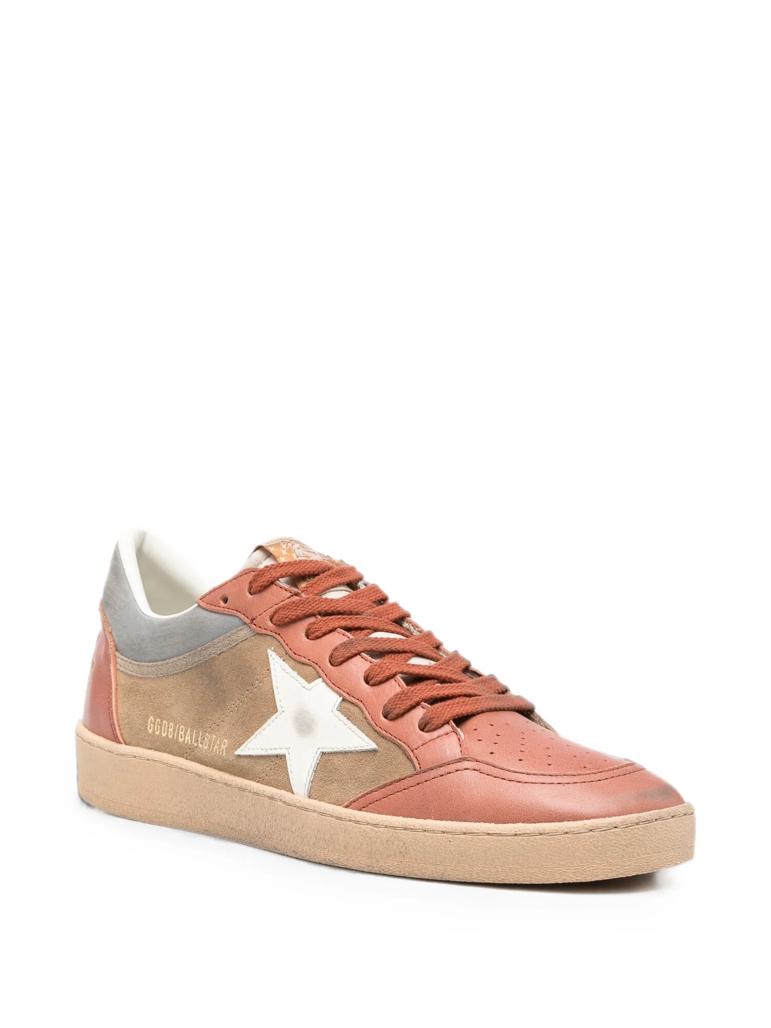 Кроссовки Golden Goose Ball Star star-patch sneakers, размер 37,5, коричневый/серый/оранжевый — фото 1