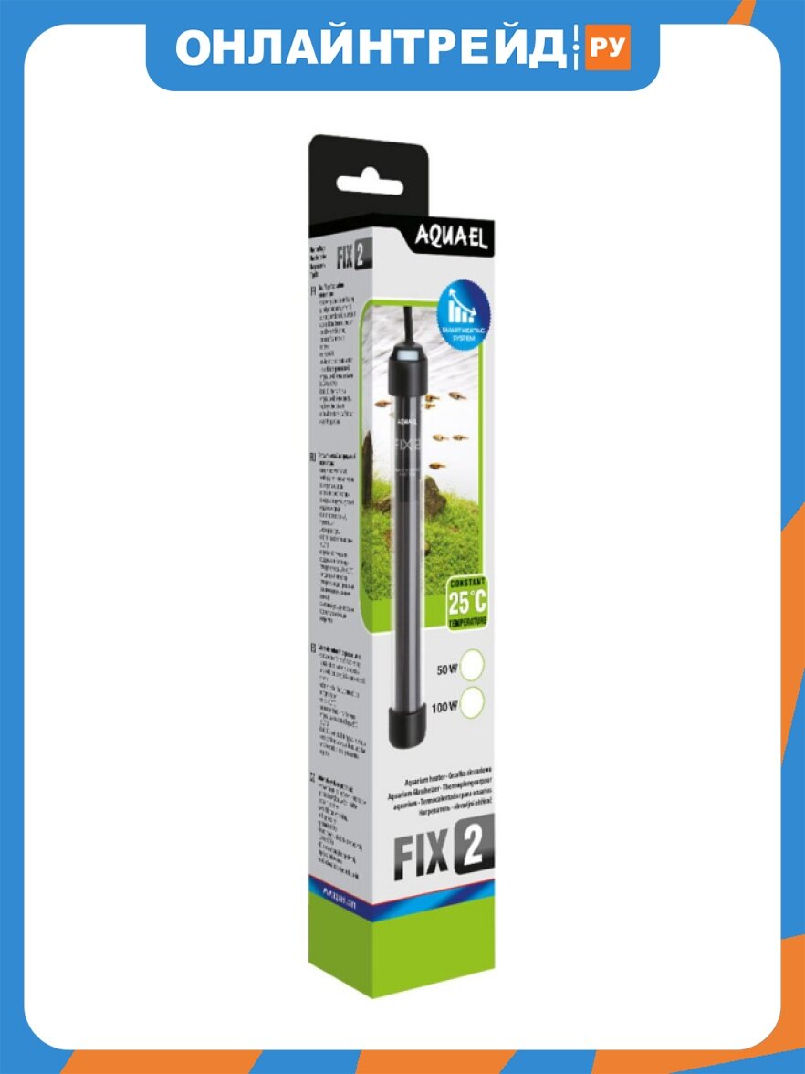 Нагреватель для аквариума 10 - 50 л Aquael FIX 2 50W (стеклянный, нерегулируемый)