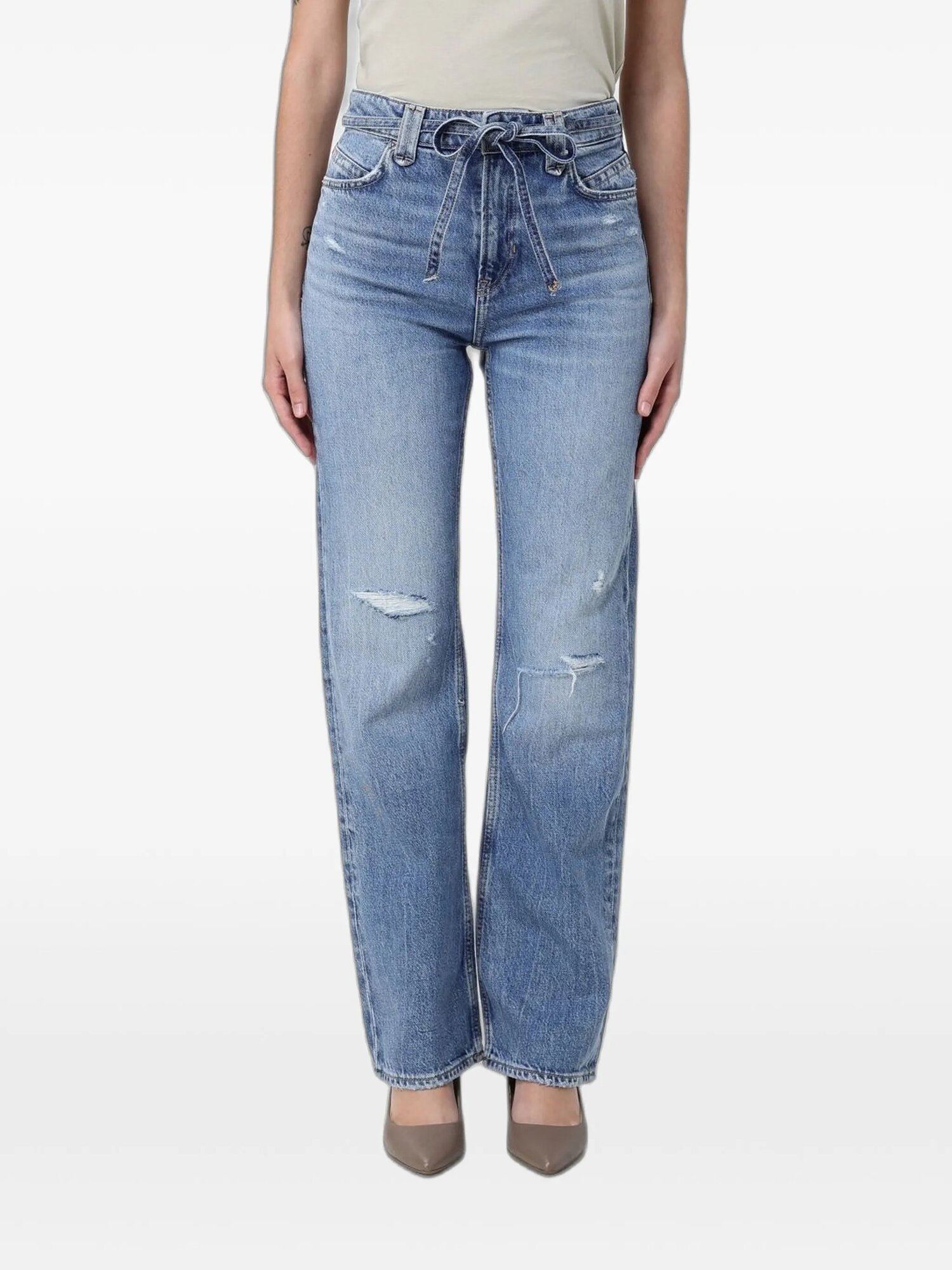 Джинсы BOSS Tie-waist distressed jeans