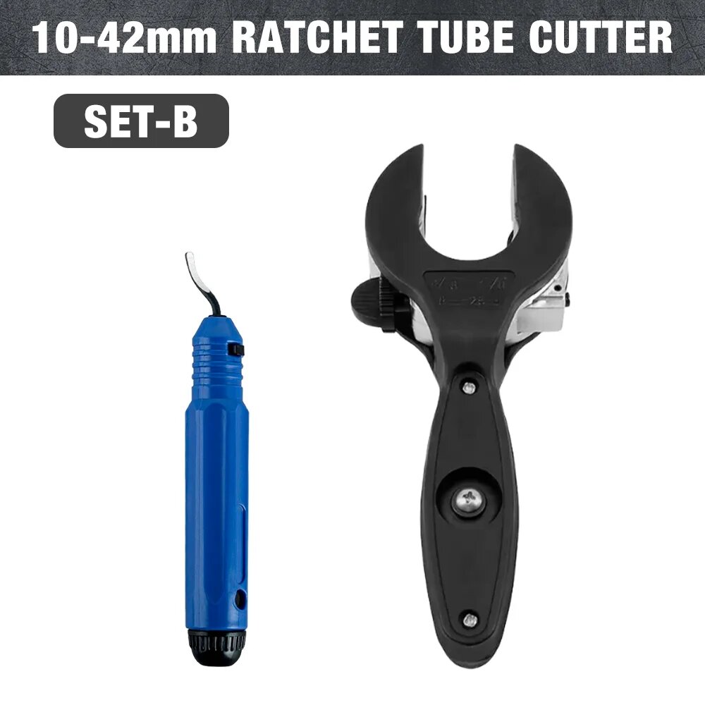 Труборез Ratchet 10-42 мм SET-B, дебурр