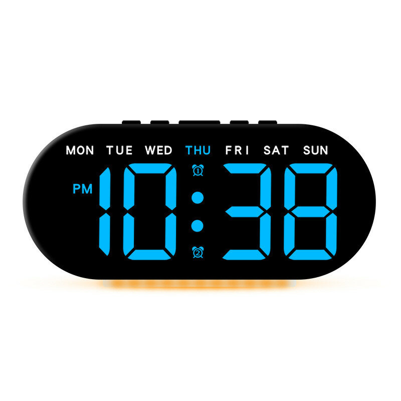 Led bedside alarm clock with calendar and 24hour time for home office use brand unknown black blue