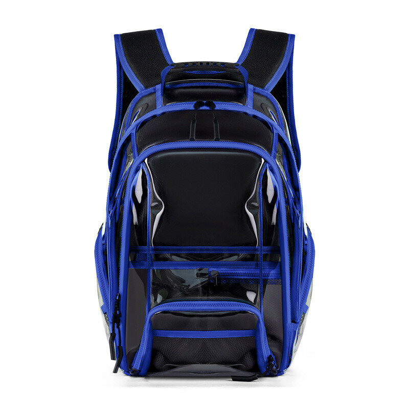 Large capacity pvc backpack with padded straps for school and travel adventures brand, blue
