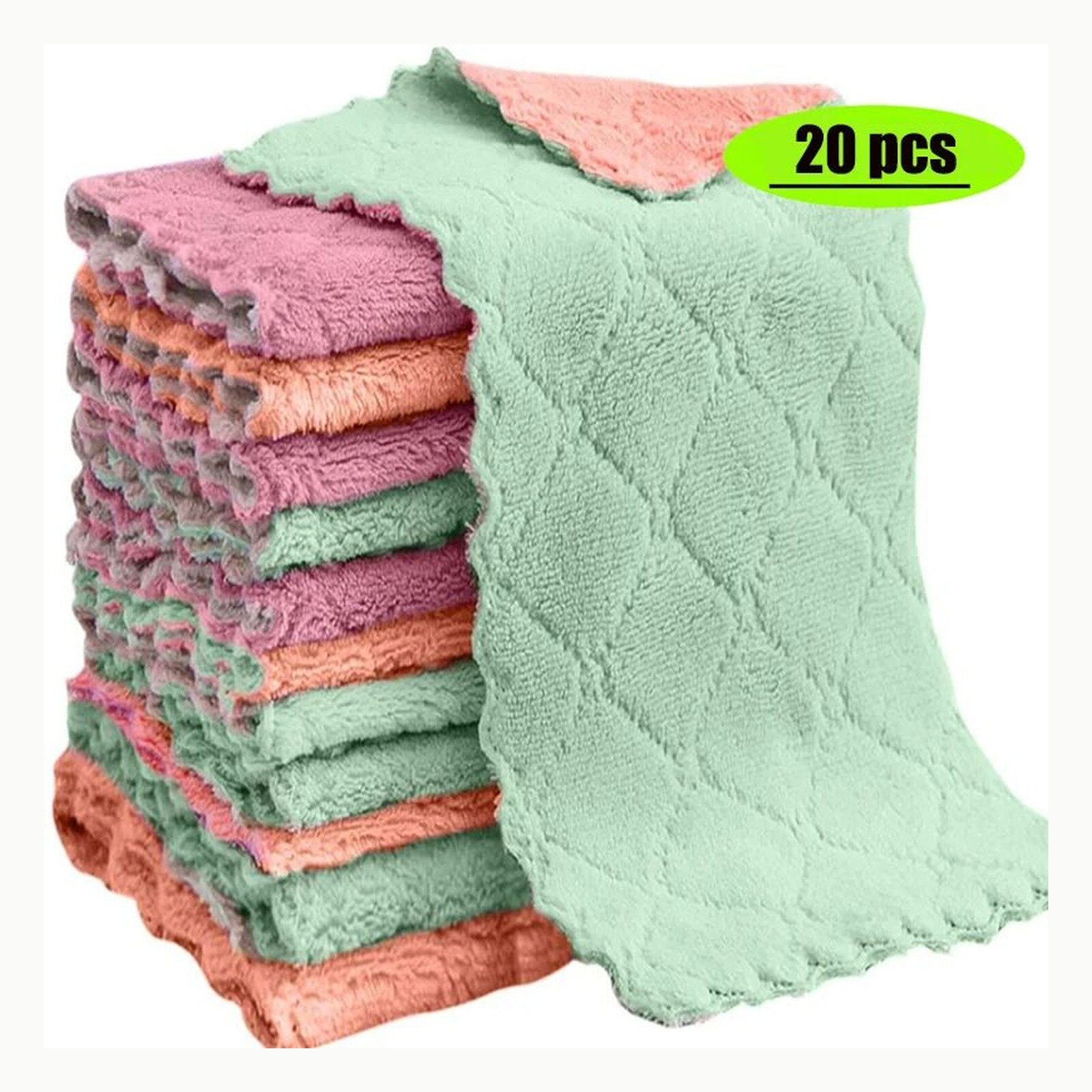 Полотенца кухонные 15x25 см, набор 20 шт, зеленые, характеристики товара, описание товара