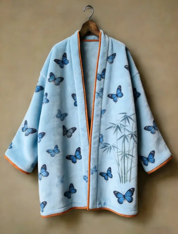 Фланелевый халат DIDUQIPAO в стиле Харадзюку Голубой, M, kimono 7