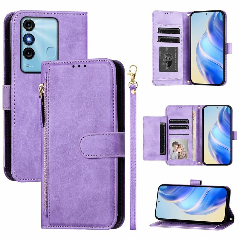 Чехол-книжка для Itel P38 и P661W и Vision 3 и S661LP и S17 (Ител P38 и P661W и Вижн 3 и S661LP и S17) с кошельком на молнии. Мягкий силикон, полная защита, ударостойкий, беспроводная зарядка