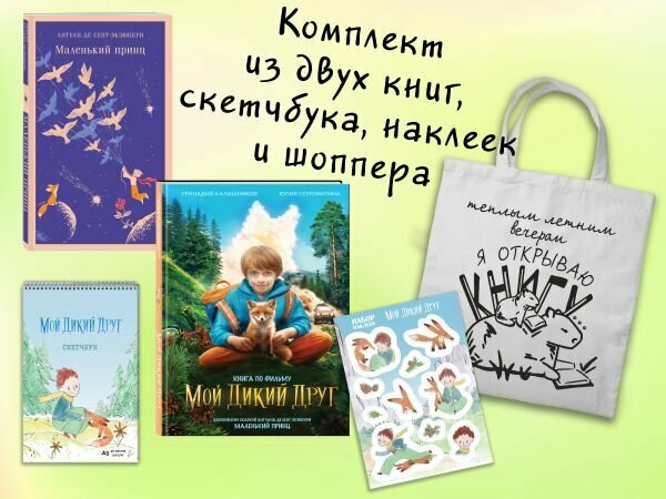 Подарочный набор ЭКСМО Мой дикий друг, книга, наклейки, скетчбук, шоппер, Соломатина Ю. Г. 2025 г.