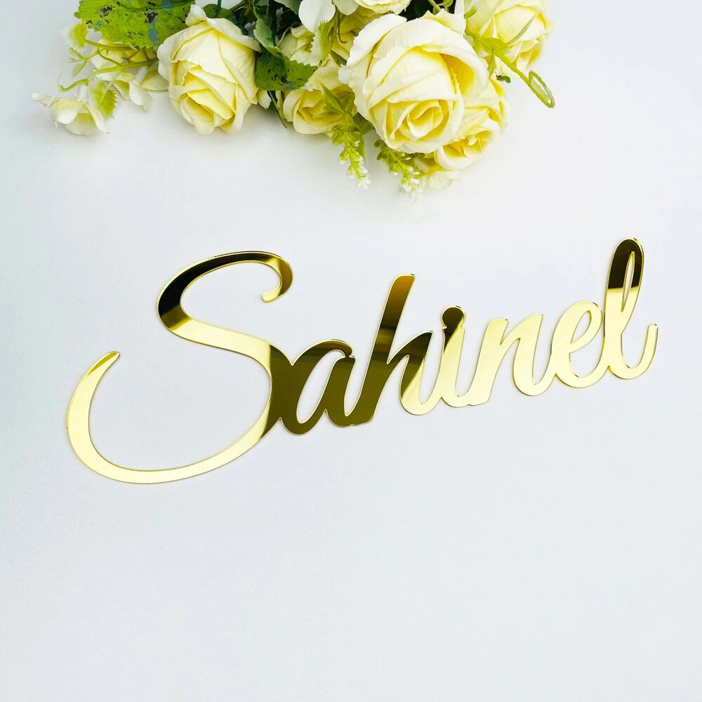 Персонализированное акриловое зеркало с золотым именем Width 40CM, Mirror Gold