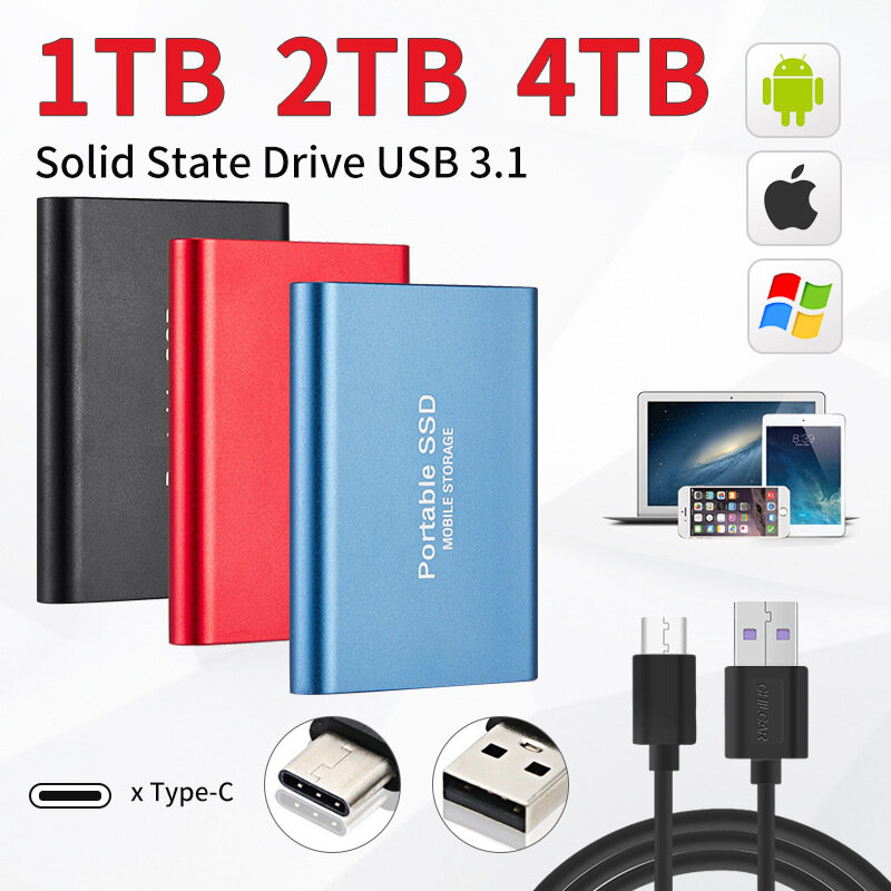 Портативный SSD диск USB Type-C 2TB Золотой Высокое Качество для Mac PC