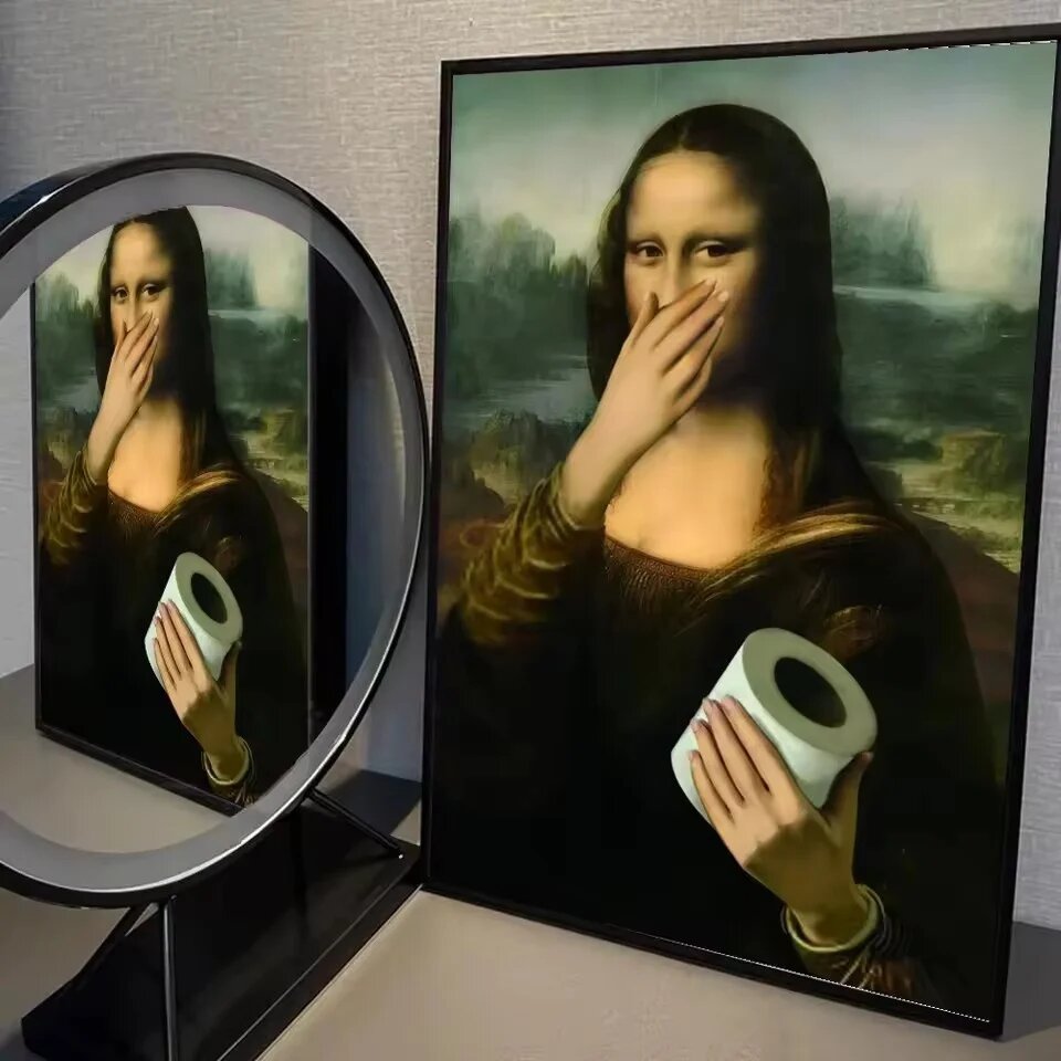 Мона Лиза с туалетной бумагой, холст 20x30см, цвет 1