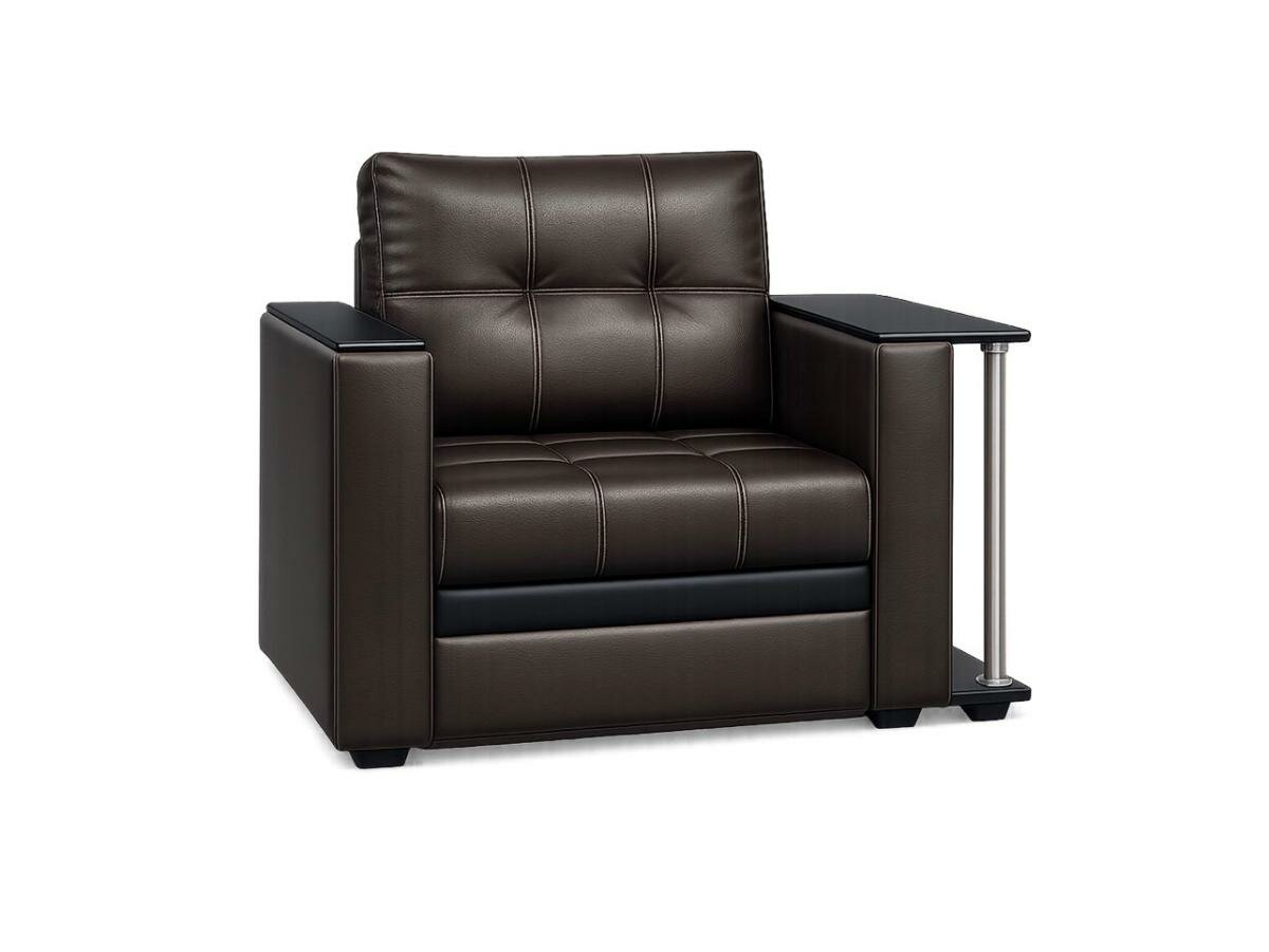 Кресло-кровать Атланта со столиком справа VICTORIA BROWN DARK, 107х91х88 см, с ящиком для белья