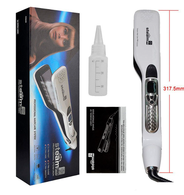 Профессиональный паровой выпрямитель для волос Steam straightener / White