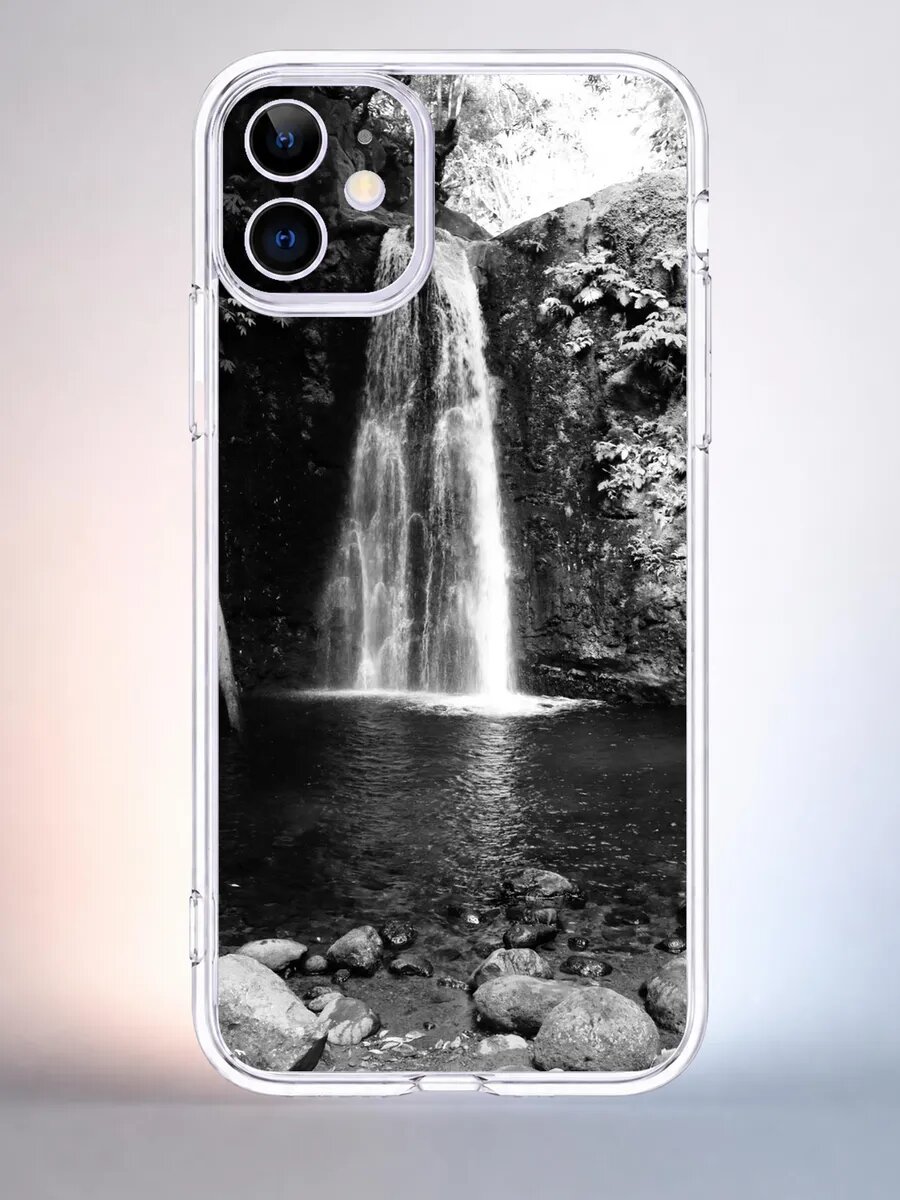 Чехол iPhone 11 водопад лес силиконовый прозрачный