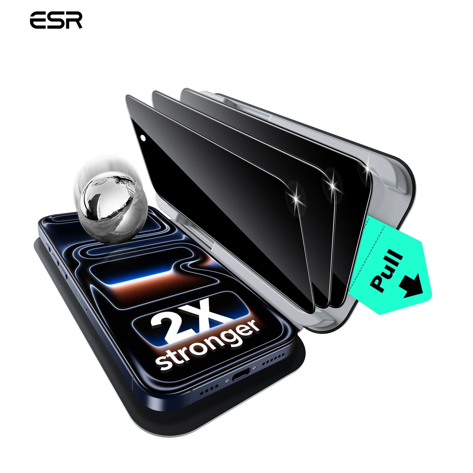 Защитное стекло ESR для iPhone серий 17/16/15/14/13: военный стандарт, Айфон 13 Про Макс, Privacy
