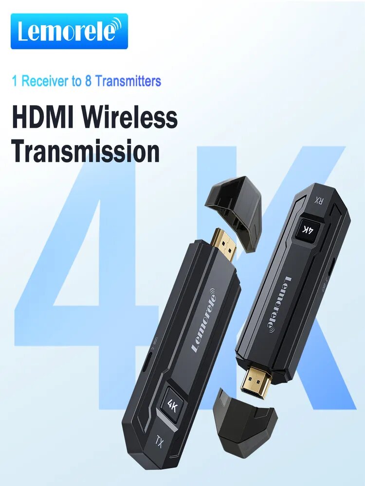 Lemorele P50 беспроводной HDMI приемник и передатчик, поддержка 4K,50м, для встреч, фильмов и презентаций