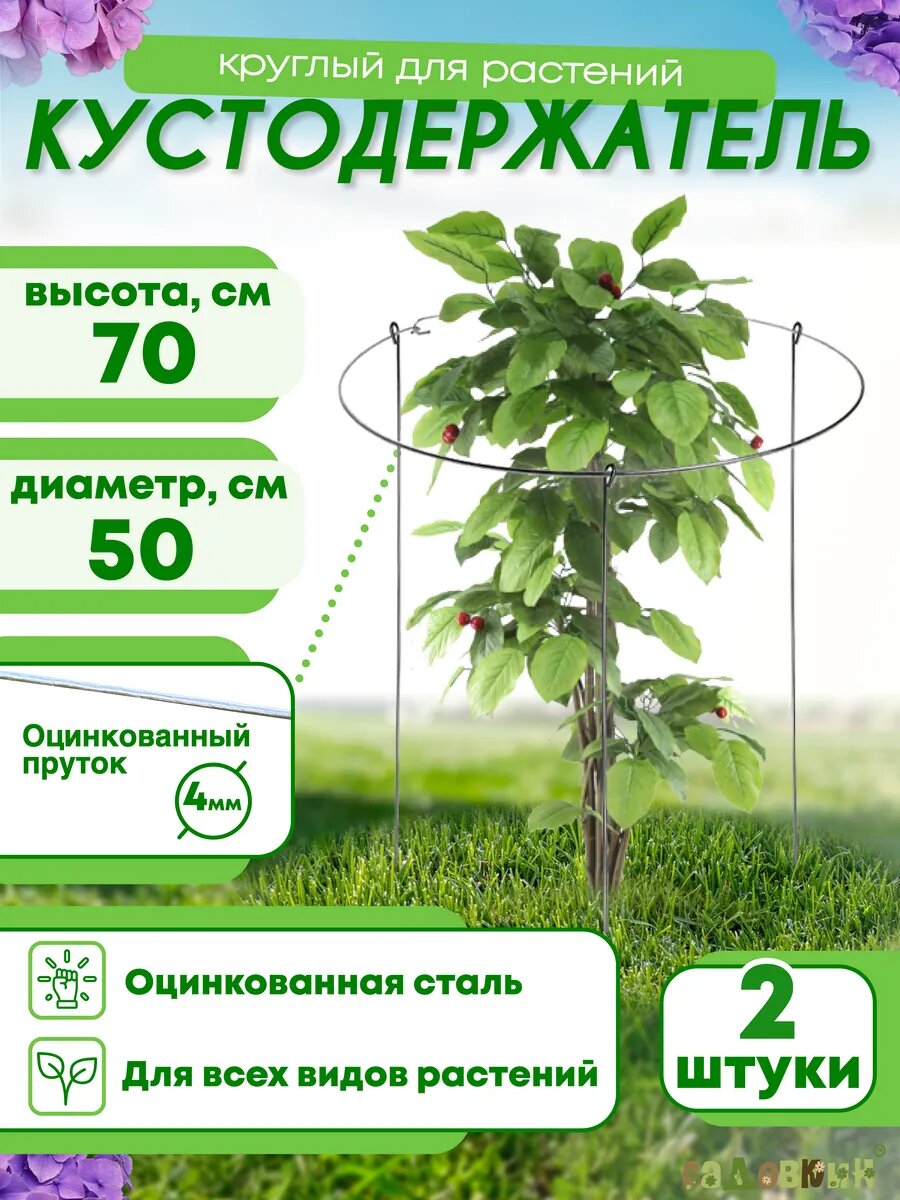 Опора для кустов, пруток d-4, D-50см, h-70см (2 штуки)