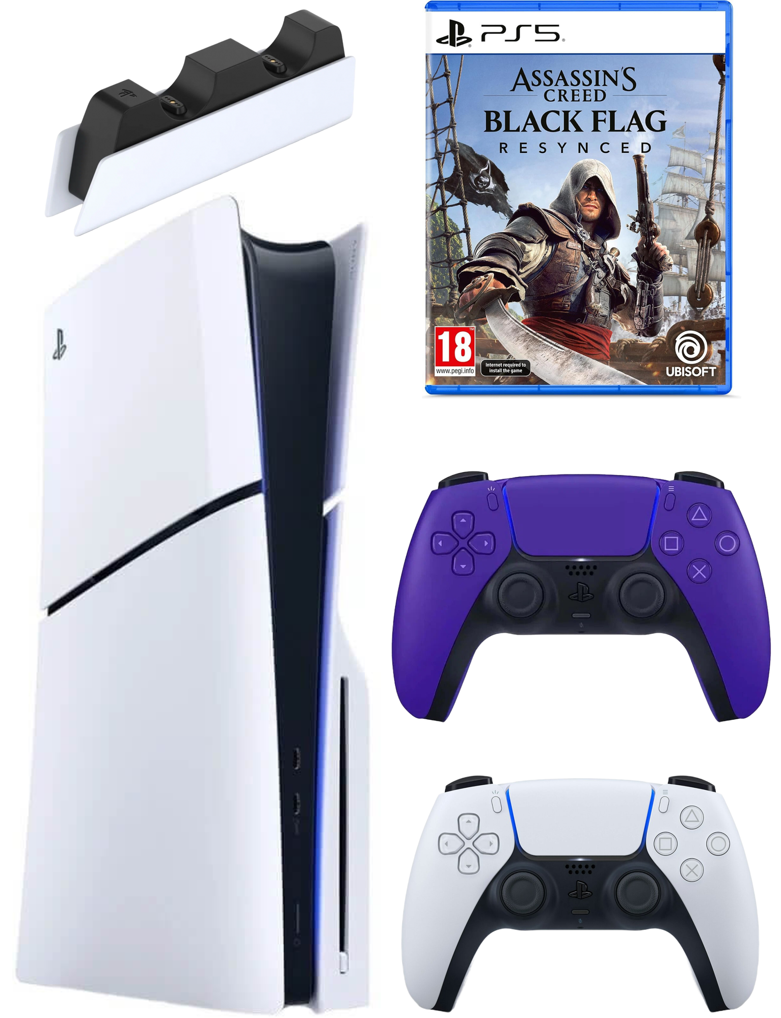 Игровая приставка Sony PS 5 Slim,1ТБ(с дисководом) +2-ой геймпад+Зарядная станция+Assassins Creed Black Flag(Resynced)