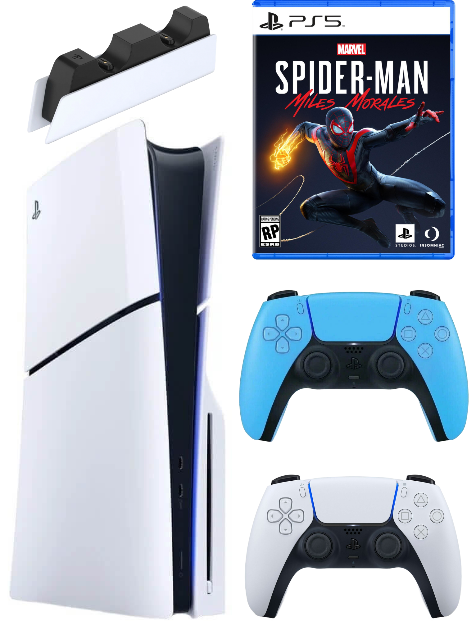 Игровая приставка Sony PS 5 Slim,1ТБ(с дисководом) +2-ой геймпад+Зарядная станция+Spider-Man: Miles Morales