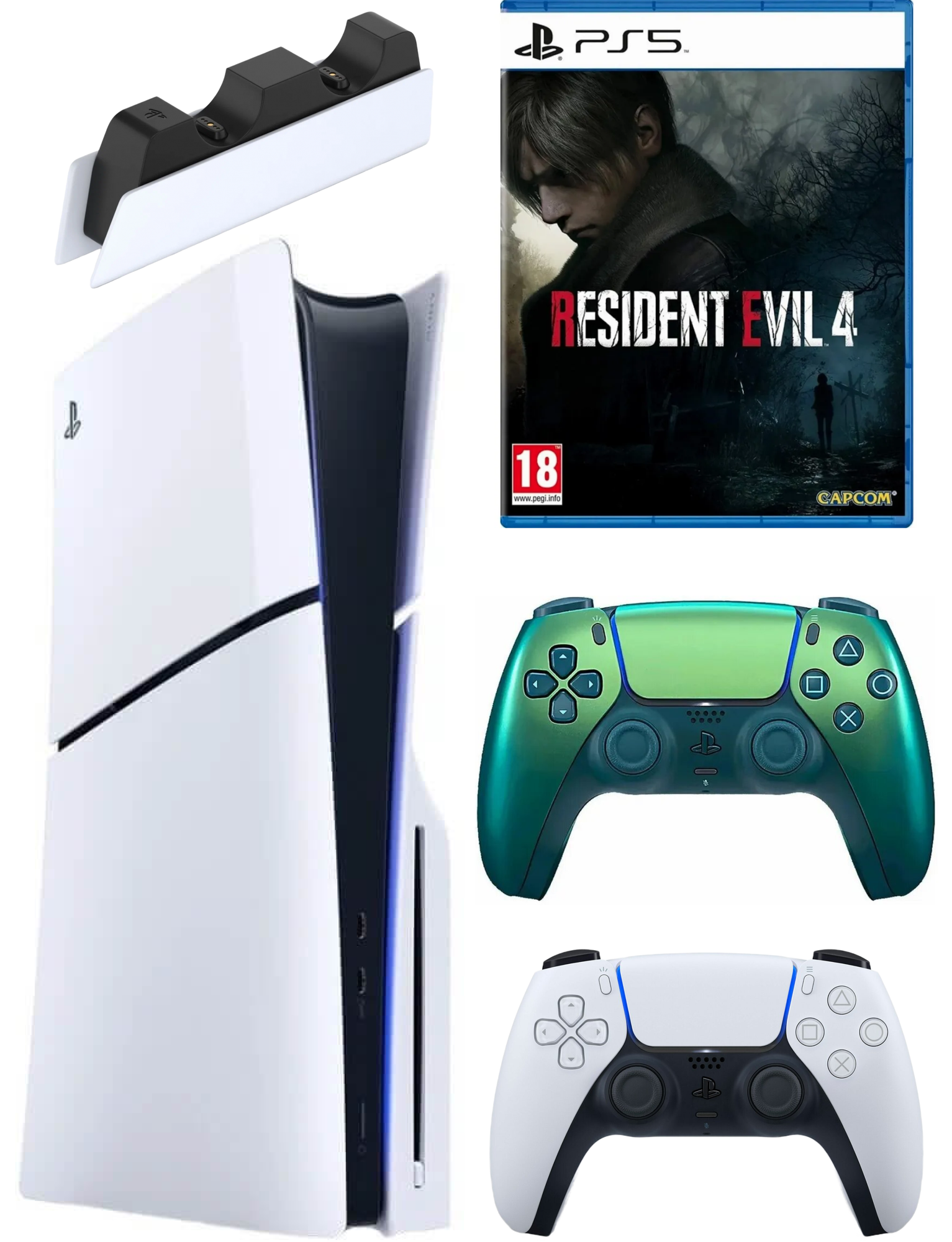 Игровая приставка Sony PS 5 Slim,1ТБ(с дисководом) +2-ой геймпад+Зарядная станция+Resident Evil 4 Remake