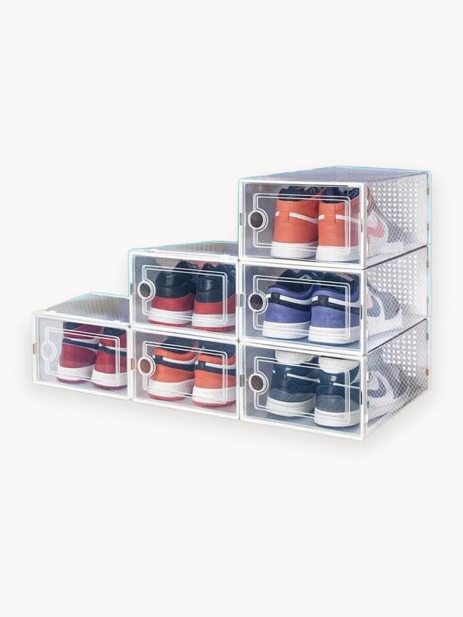 Органайзер New Way Look, для обуви, пластик, прозрачный, 6 коробок