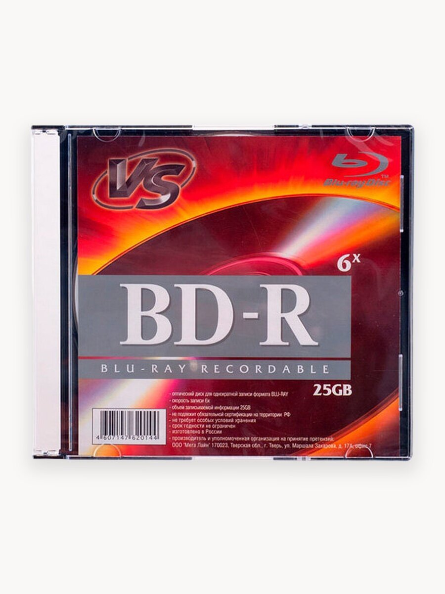 Диск VS BD-R 25 GB 6x Slim, 1шт