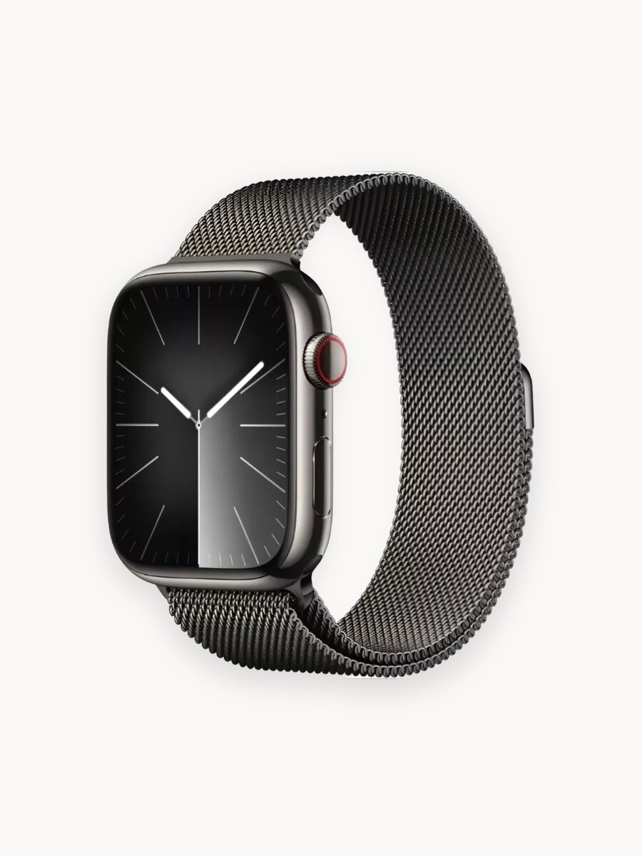 Умные часы Apple Watch Series 9 45 мм Steel Case GPS + Cellular, Graphite Milanese Loop