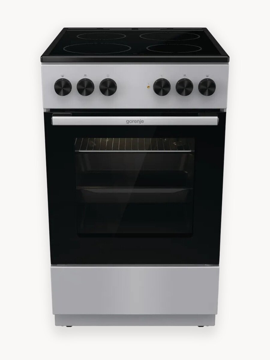 Плита электрическая Gorenje GEC5A12SG серый/черный, отдельностоящая, конфорок: 4, объём духовки 68л
