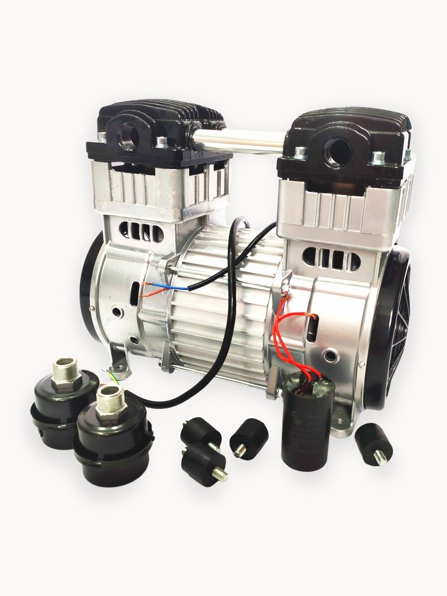 Компрессор воздушный безмасляный, бесшумный, двухпоршневой 1100 Вт, двигатель для компрессора